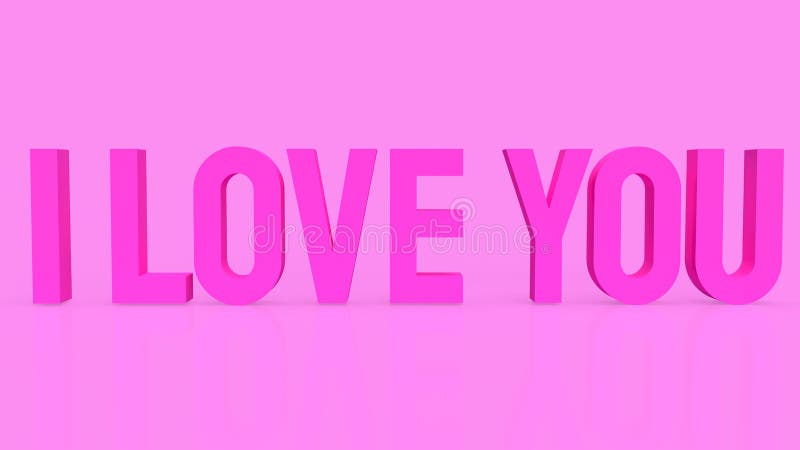 I Love You Pink Text for Love or Holiday Concept 3d Rendering Stock ...