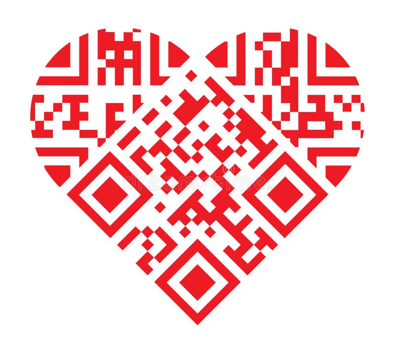 I Love You QR Code Red Heart Shape Stock Vector - Illustration of heart ...