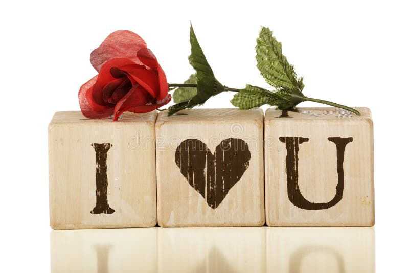 I Love You Rose stock photo. Image of heart, rose, blocks - 20565238
