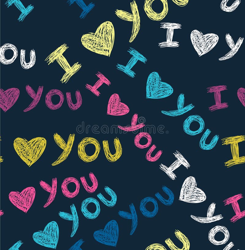 I Love You Seamless Pattern Stock Vector - Illustration of paper, card ...