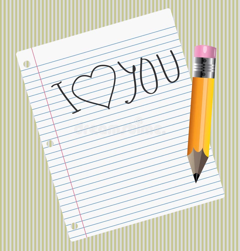 I Love You Sign on the Sheet of Paper Stock Vector - Illustration of ...