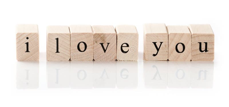 I Love You Spelled in Wooden Blocks Stock Image - Image of white ...