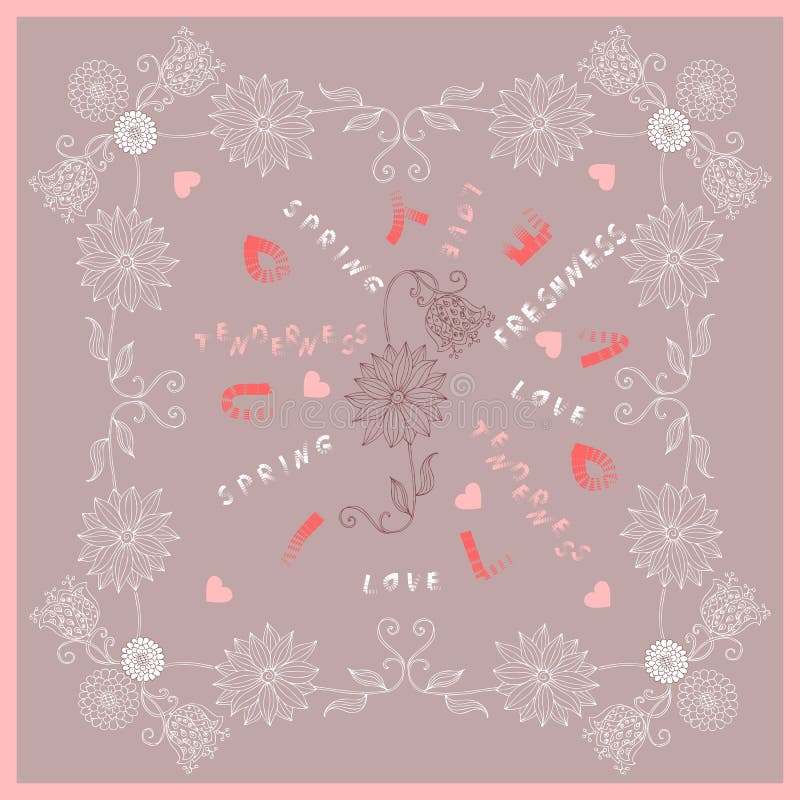 I Love You - Spring Bandana Print. Stock Vector - Illustration of ...