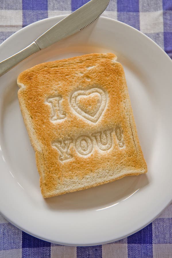 Toasted Bread with Love Message Stock Photo - Image of romance, clippng ...
