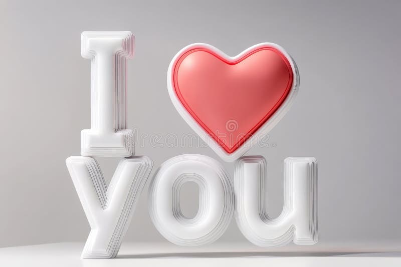 I Love You Written in Pink with a Heart-shaped Form - 3D Rendering ...