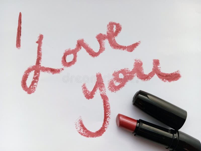 I Love You Written with Red Lipstick Stock Photo - Image of written ...