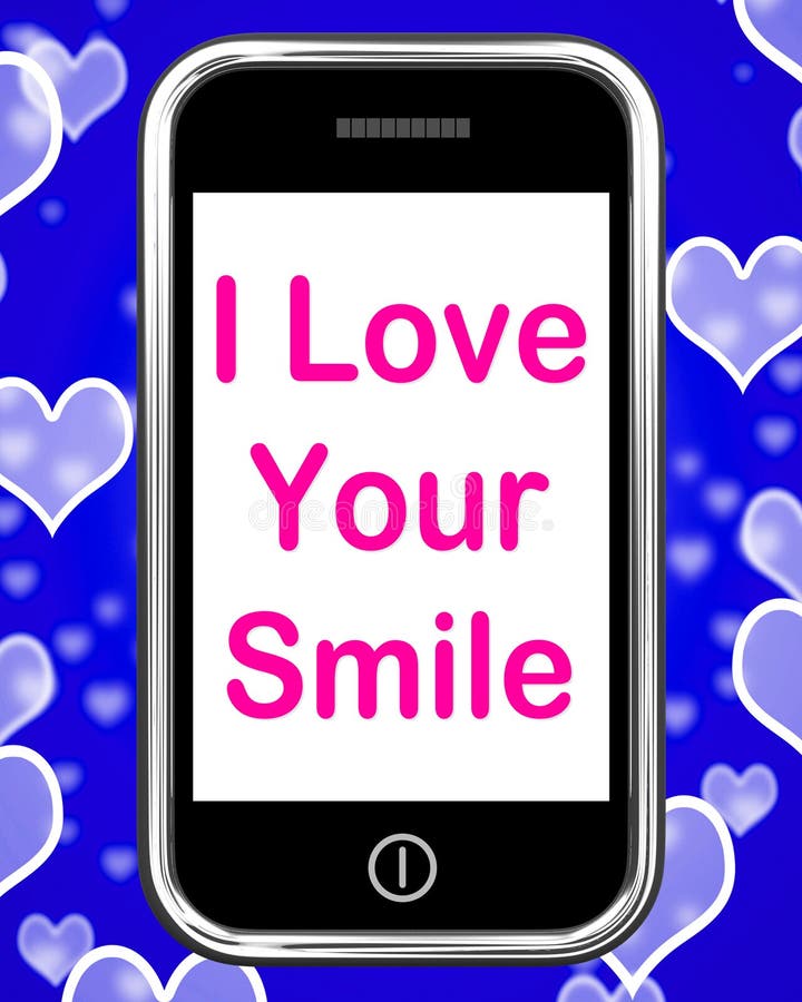 I Love Your Smile on Phone Means Happy Stock Illustration ...