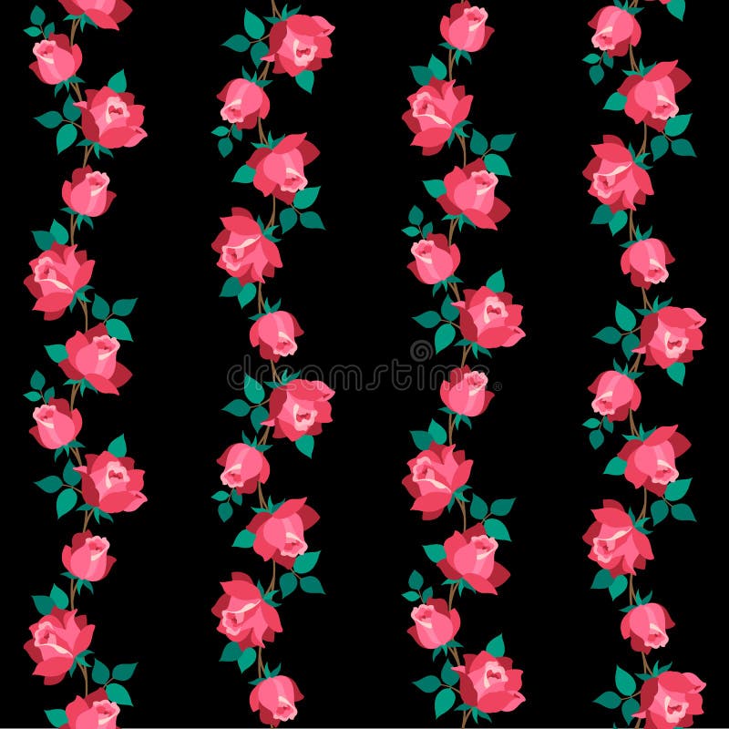 Beautiful Rose Vertical Stripe Seamless Pattern, Stock Illustration ...