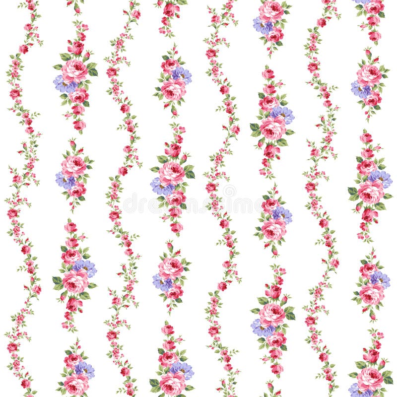 Beautiful Rose Vertical Stripe Seamless Pattern, Stock Vector ...