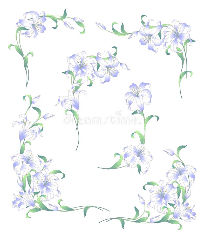 Decoration Frame Using the Japanese-style Lily Stock Vector ...