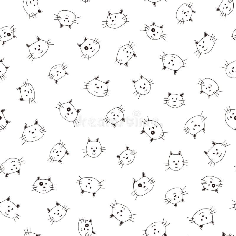 Seamless Pattern of a Cat Pretty Small Stock Vector - Illustration of ...
