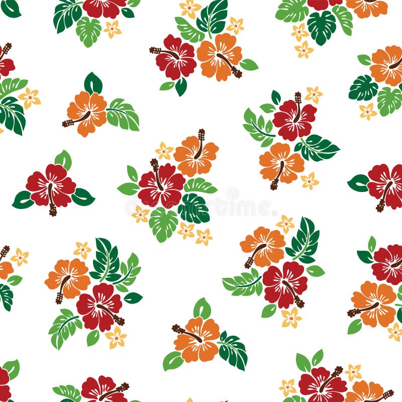 Cute Hibiscus and Pineapple Textile Pattern, Stock Illustration ...