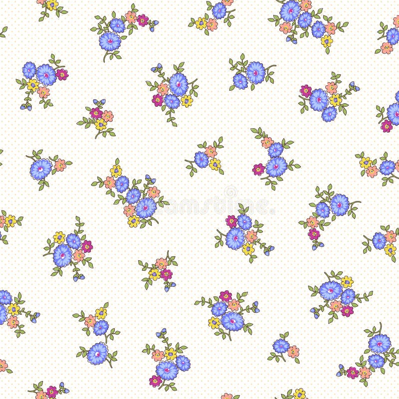 Seamless and Liberty Style Cute Floral Pattern, Stock Vector ...