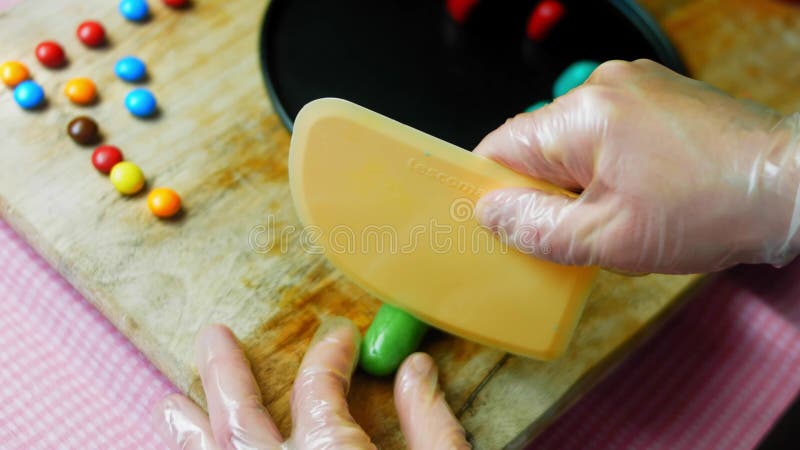 I make green dough shapes stock footage. Video of cookie - 240627892
