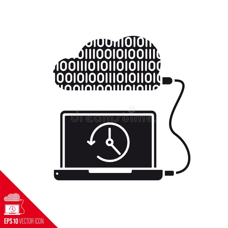 Cloud Backup by Wire from Laptop Computer Vector Icon Stock Vector ...
