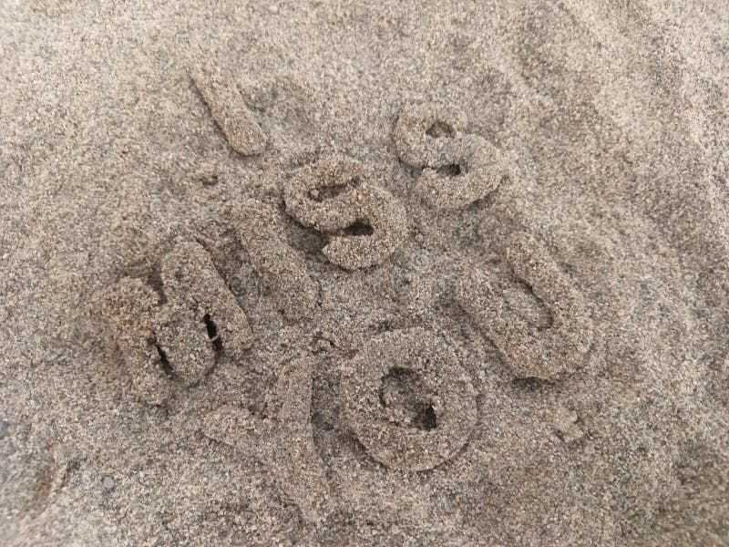 I miss you written in sand stock photo. Image of beach - 307307666