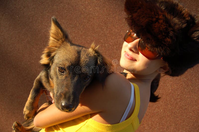 I and My Dog Alanis Playing Stock Image - Image of cute, girl: 1479857