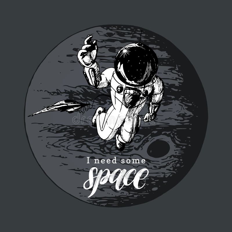 I Need Some Space Handwritten Phrase. Drawn Vector Illustration of ...
