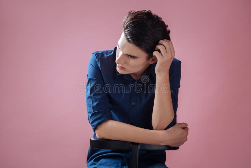 Thoughtful Brunette Scratching His Head Stock Image - Image of ... Thoughtful Brunette Scratching His Head Stock Image - Image of ...