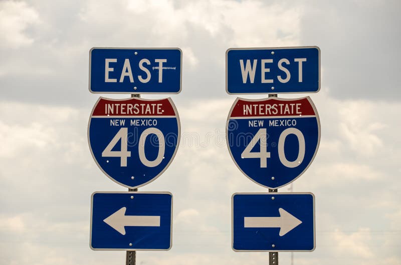 I 40 East And West Road Signs Stock Image - Image of arrows, directions ...