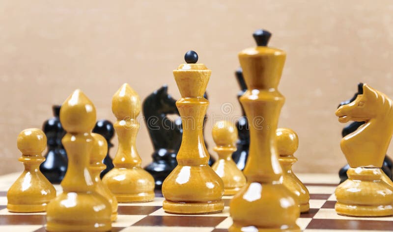 I Pezzi Degli Scacchi Sono Disposti Sulla Scacchiera Fotografia Stock ...