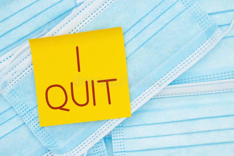 I Quit Message with Disposable Surgical Face Mask Stock Image - Image ...