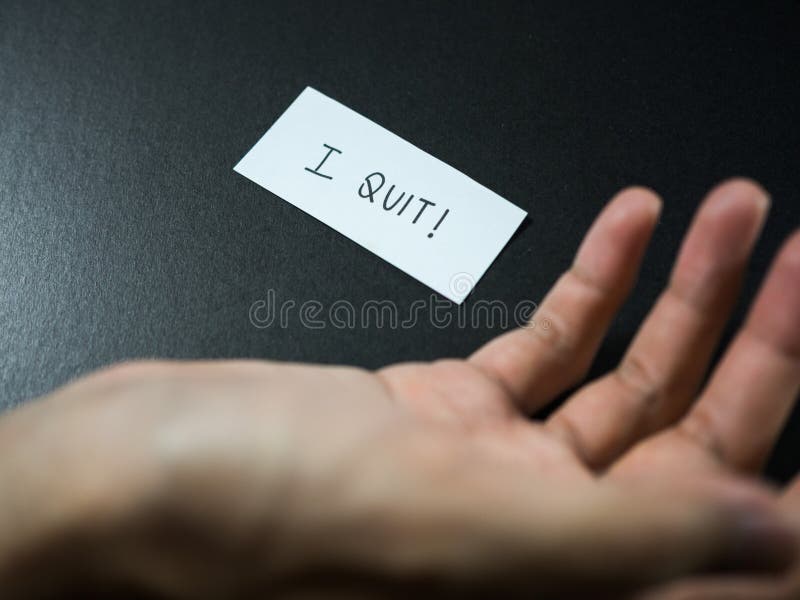 I Quit on Paper with Hand on the Floor Stock Photo - Image of prevent ...