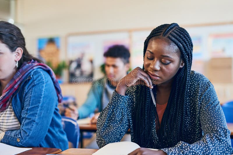 I really Regret Not Studying. a University Student Sitting in Class ...
