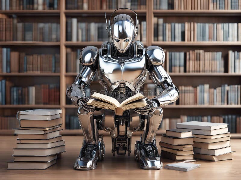 I Robot Android. Robot Reads a Book in the Library. Smart Robot with a ... I Robot Android. Robot Reads a Book in the Library. Smart Robot with a ...