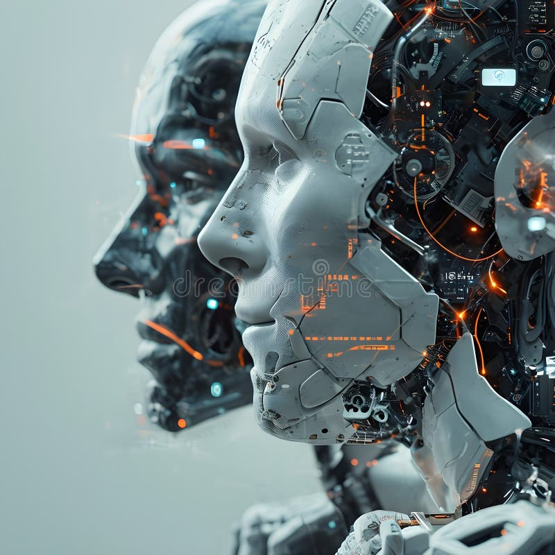 I and Robotics: the Future Vision in a Sci-fi Illustration Stock ...