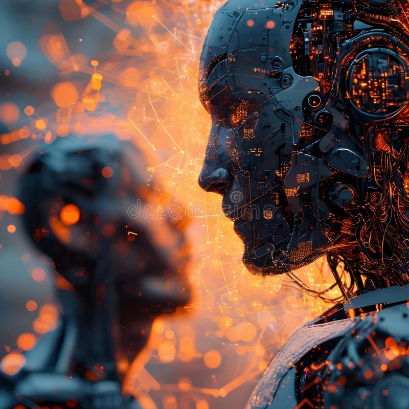 I and Robotics: the Future Vision in a Sci-fi Illustration Stock ...