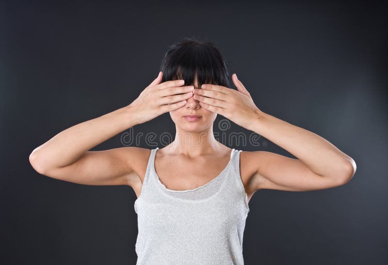 I see nothing stock photo. Image of person, hands, look - 6437490