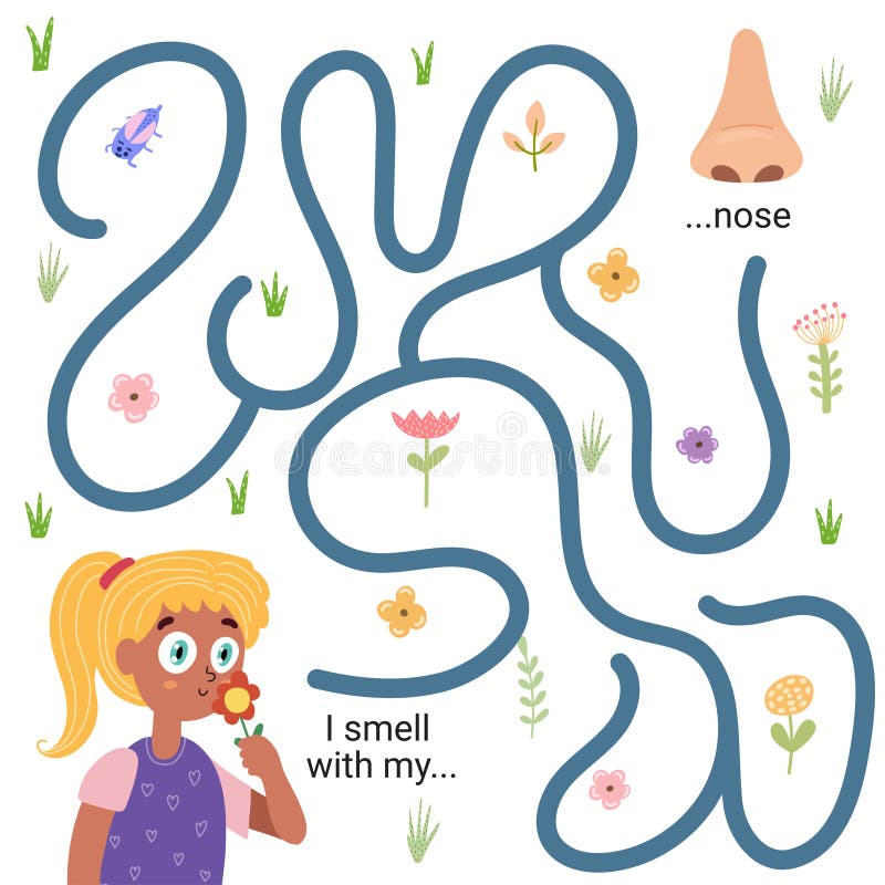 Five Senses Maze Game for Kids. I Can See with My Eyes Black and White ... Five Senses Maze Game for Kids. I Can See with My Eyes Black and White ...