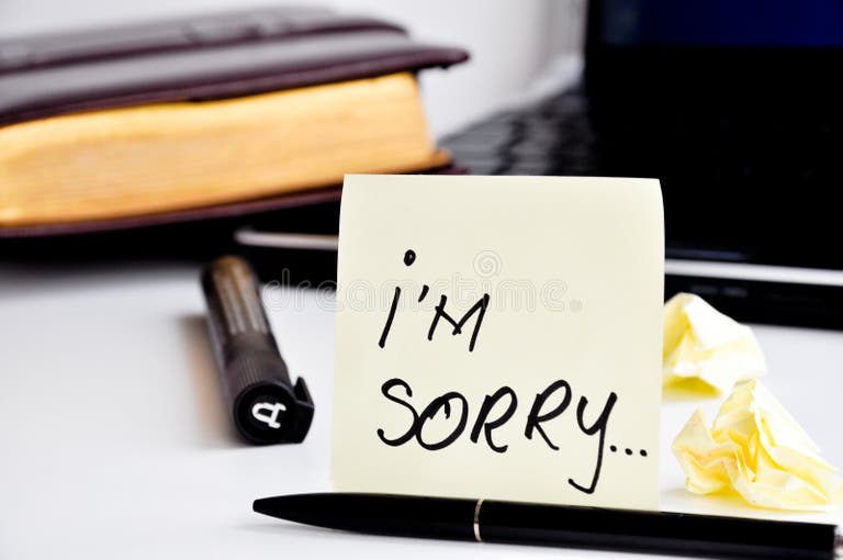 I am Sorry Sticky Note Post Card Stock Photo - Image of apologies, care ...