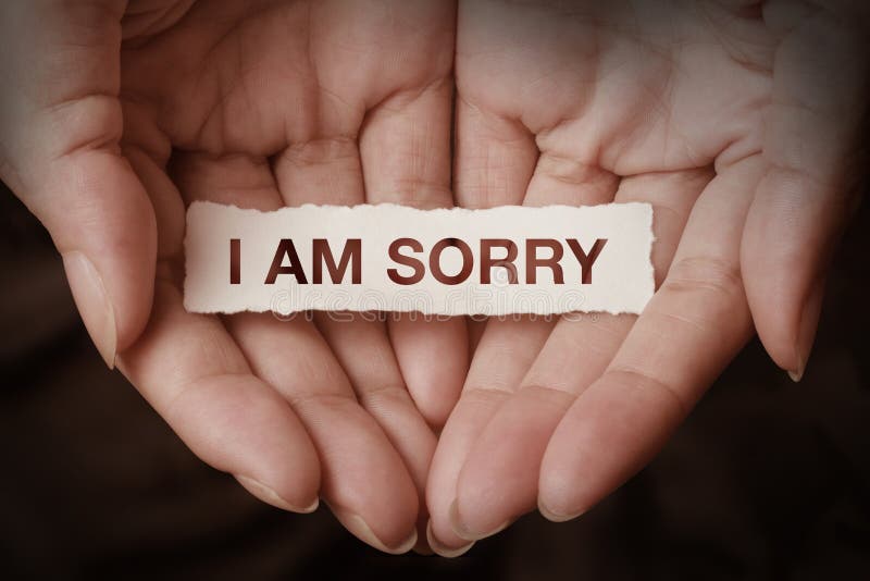 I am sorry text on hand stock image. Image of text, message - 65903999