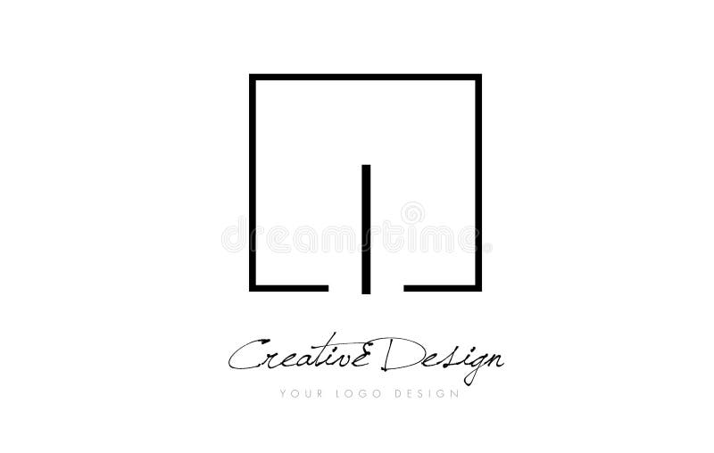 I Square Frame Letter Logo Design with Black and White Colors Stock ...