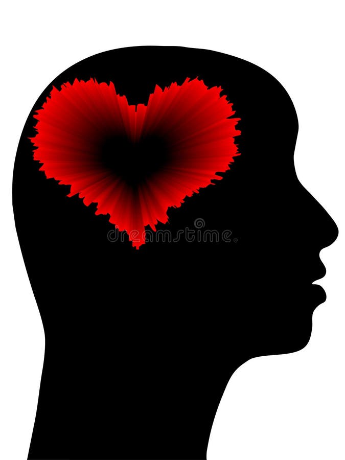 Heart into Person Head Thinking Love Romance Stock Vector ...