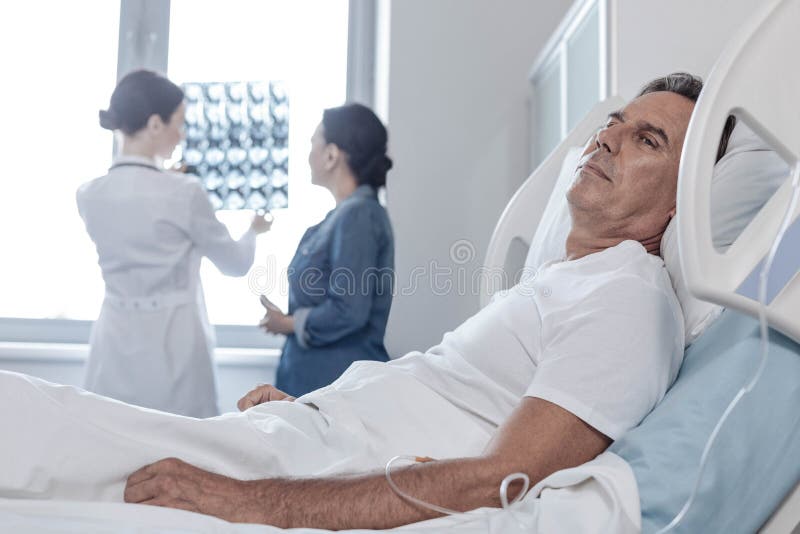 Exhausted Mature Gentleman Looking Said in Hospital Stock Image - Image ...
