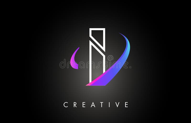 I Trendy Modern Letter Logo Design Monogram And Creative Swoosh On Black Background Stock Vector