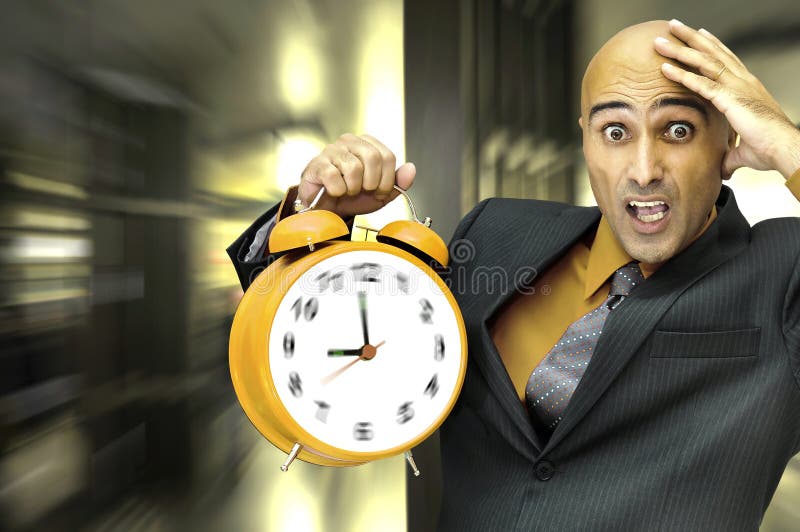 Late man with alarm clock stock image. Image of frustrated - 42453083