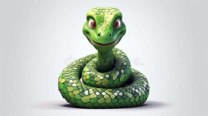I Want a Professional 3D Cartoon Image of a Snake without, Generative ...