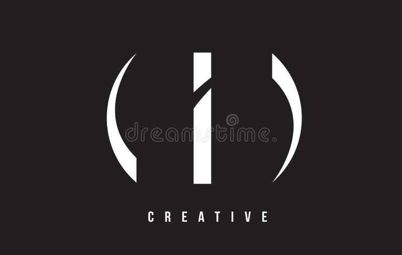 I White Letter Logo Design with Black Background. Stock Vector ...
