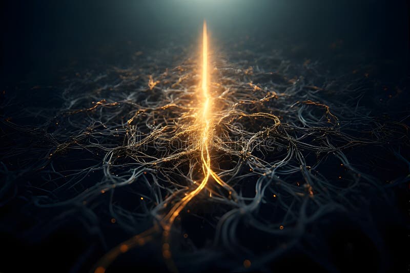 Golden Neural or Root Network in Abstract Style on Dark Background ...
