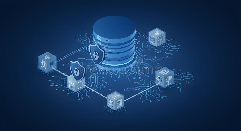 Cybersecurity with a Shield Stock Illustration - Illustration of robust ...