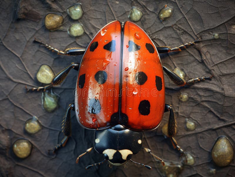 Ladybug, Red with Black Spots, Top View Stock Illustration ...