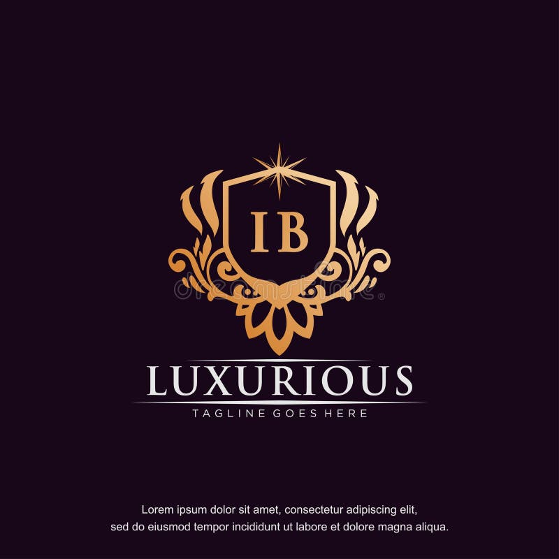 IB Initial Letter Luxury Ornament Gold Monogram Logo Template Vector ...