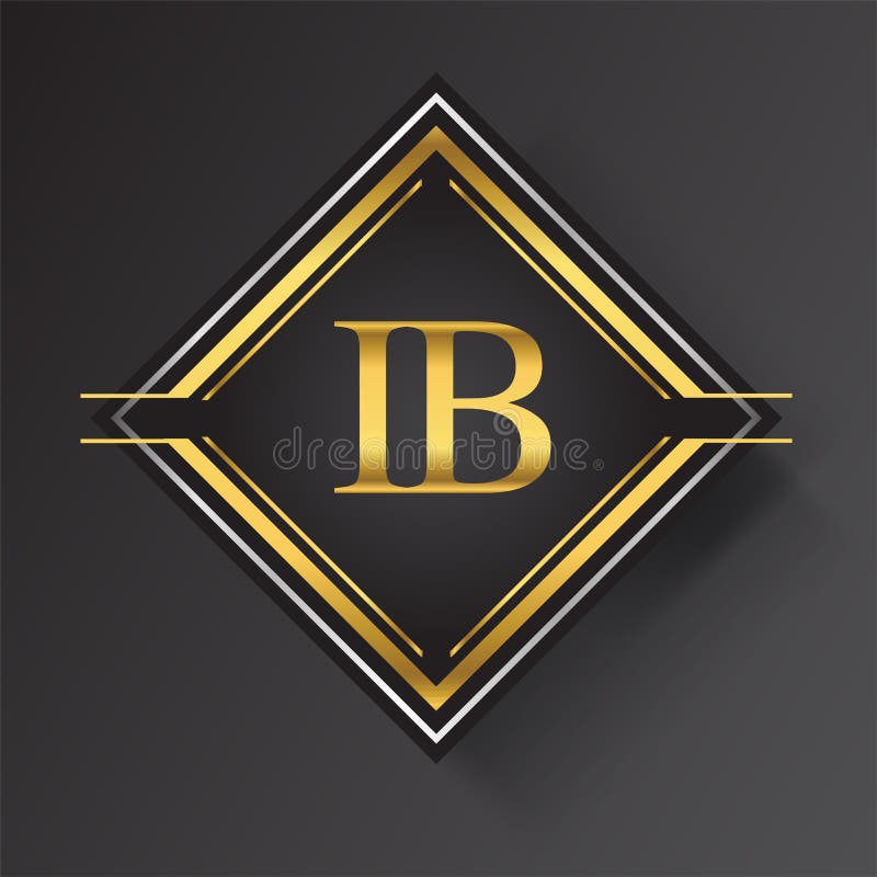 IB Letter Logo in a Square Shape Gold and Silver Colored Geometric ...