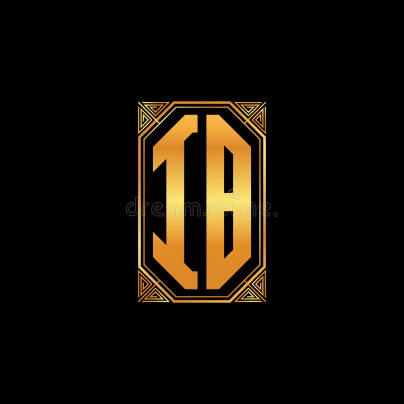IB Logo Letter Geometric Golden Style Stock Vector - Illustration of ...