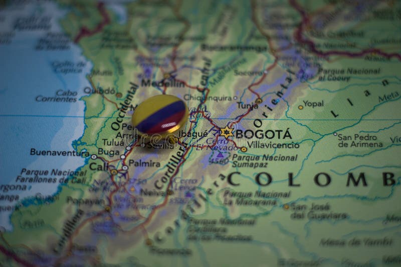 Ibague Pinned on a Map with Flag of Colombia Stock Photo - Image of ...