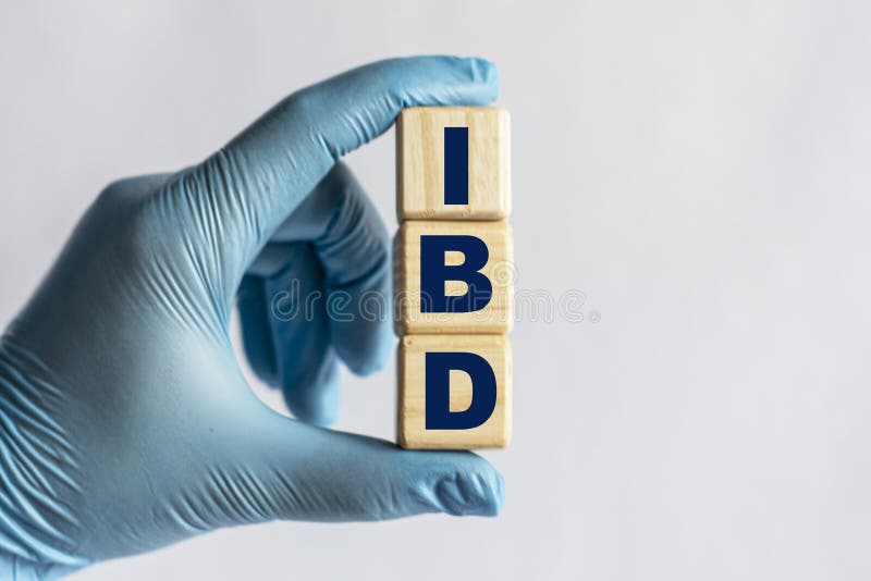 IBD is an Acronym on Cubes Held by a Hand in a Blue Glove Stock Image ...